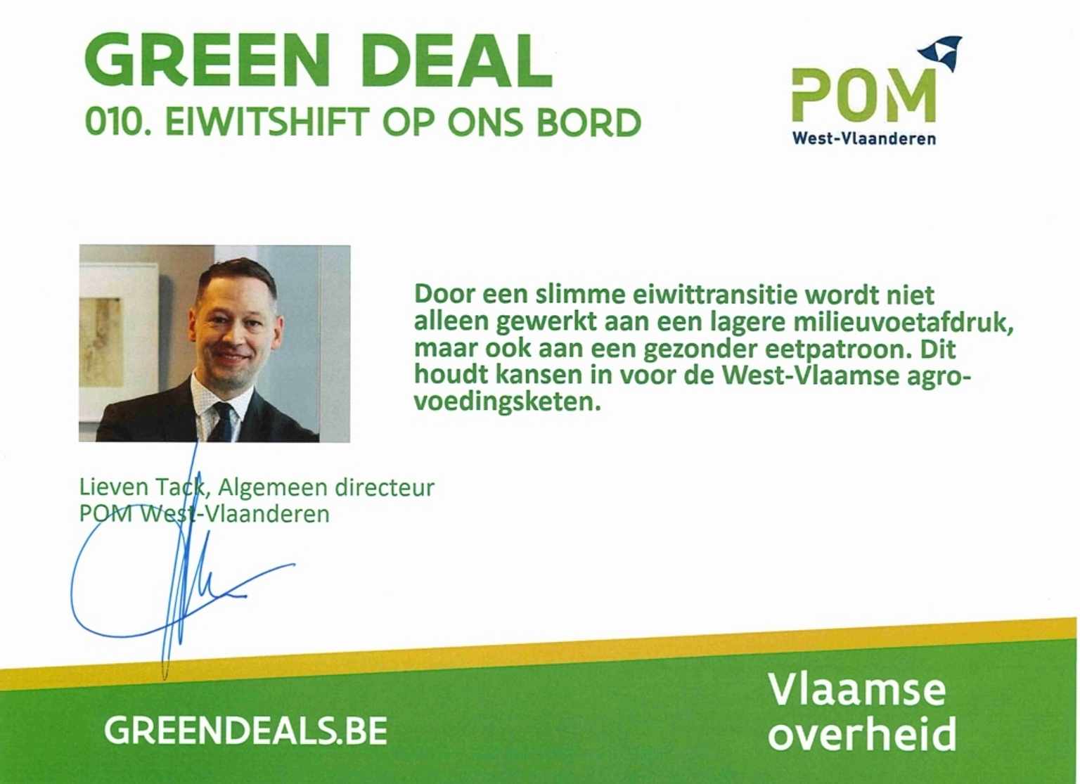 POM West-Vlaanderen ondertekent de Green Deal… | POM West-Vlaanderen